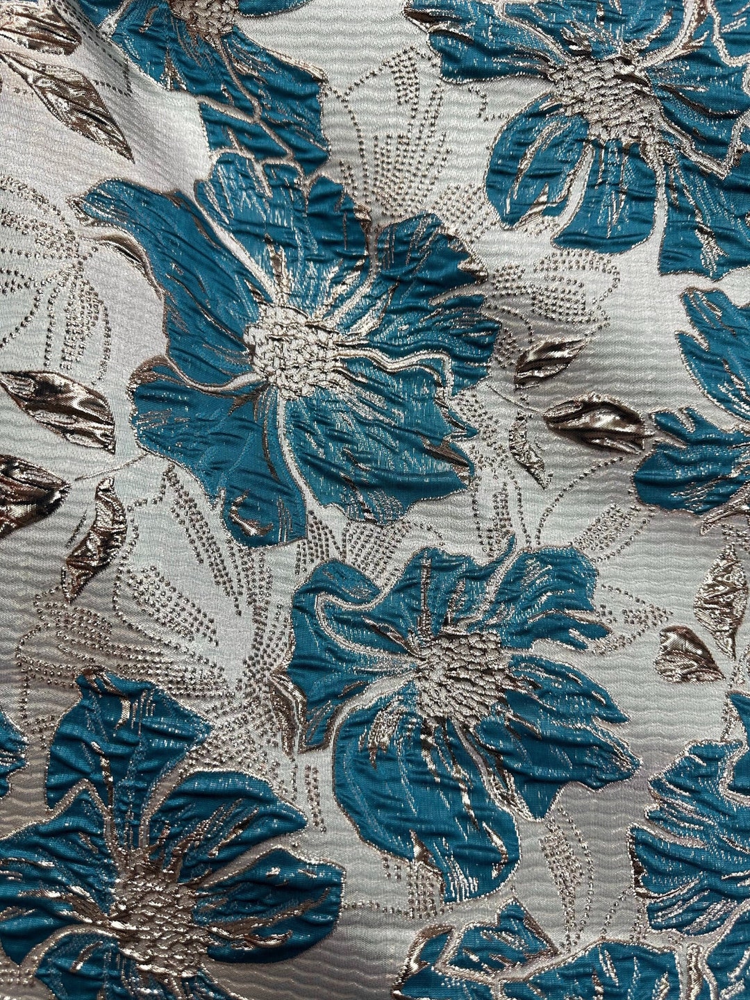 DARK TURQUOISE GOLD Floral Brocade Fabric (60 In.) Sold by the Yard - Etsy