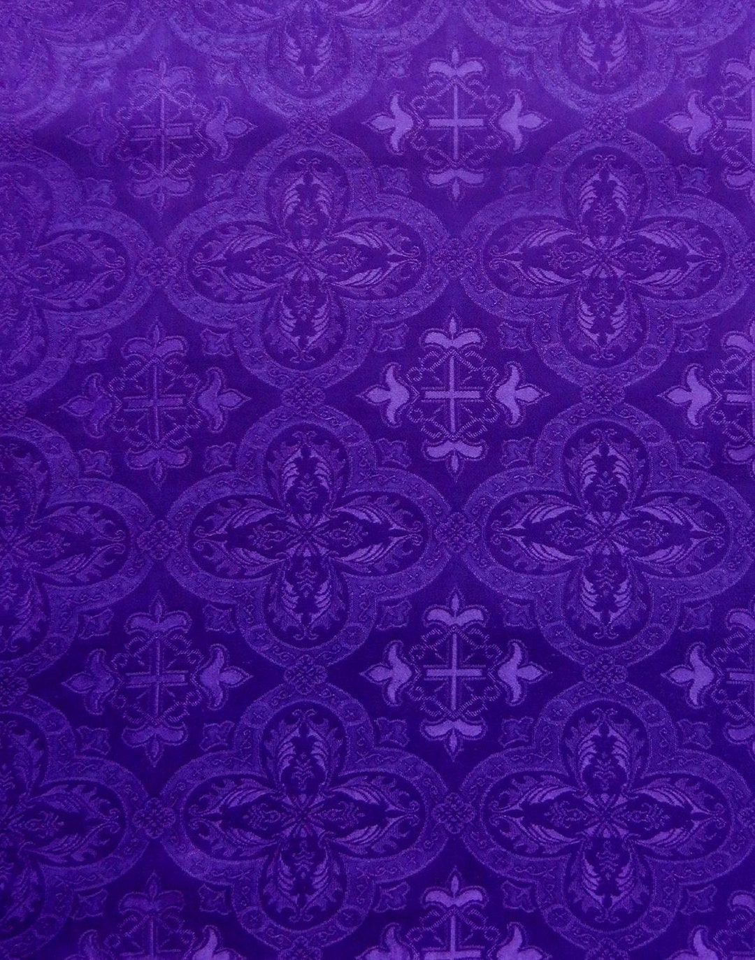 PURPLE Liturgical Cross Brocade Fabric (60 In.) Sold by the Yard - Etsy
