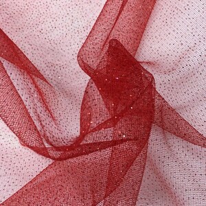 RED Sparkle Glitter Tulle Decoration Event Fabric (60 In.) Sold by the ...