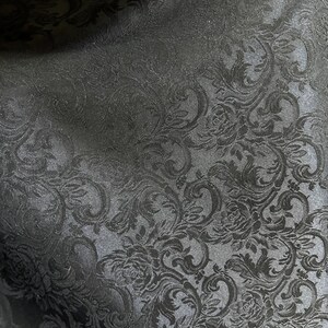 BLACK Damask Floral Upholstery Drapery Brocade Fabric (110 In.) Sold by ...