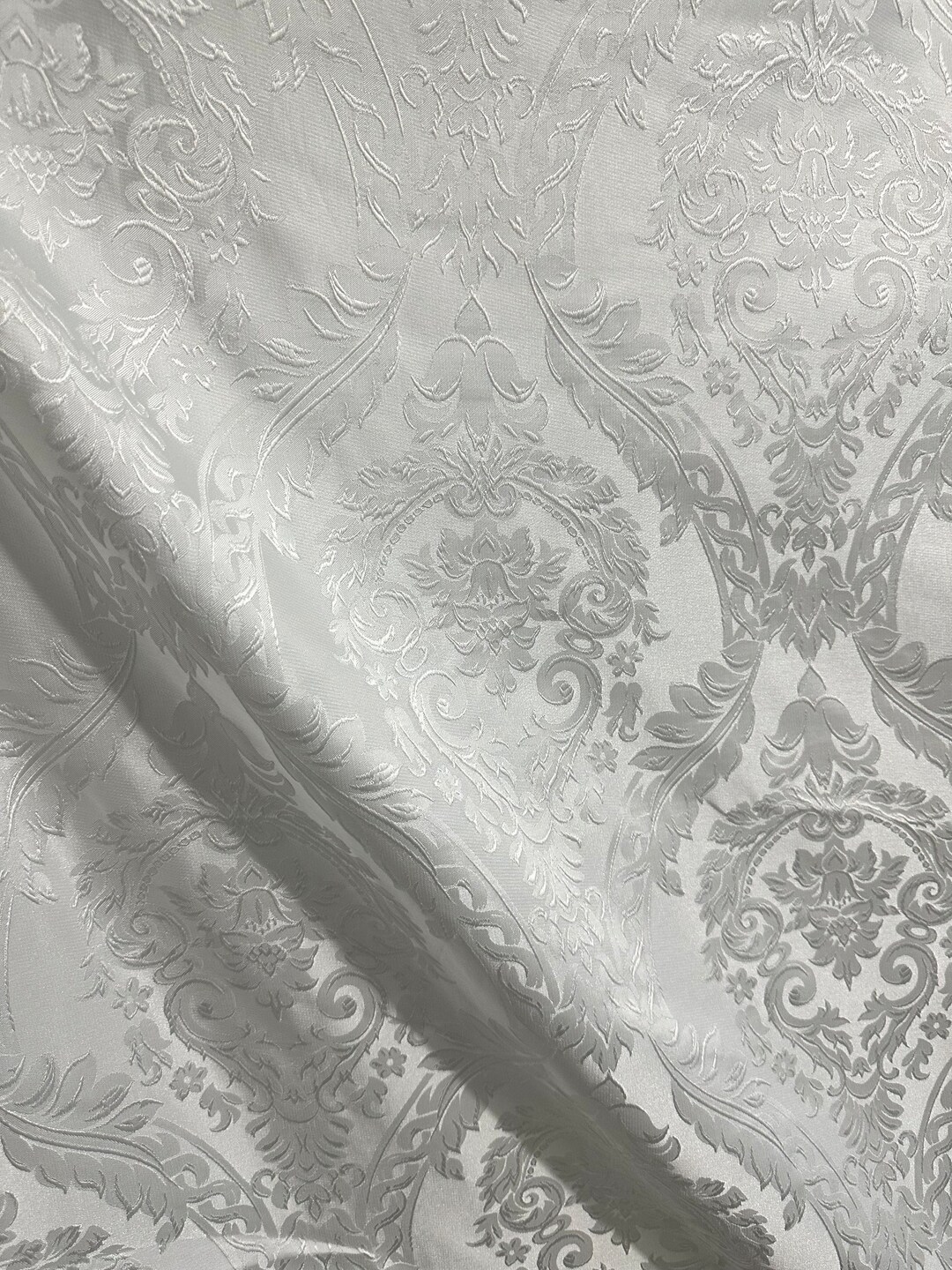 WHITE Damask Brocade Upholstery Drapery Fabric (110 In.) Sold BTY - Etsy