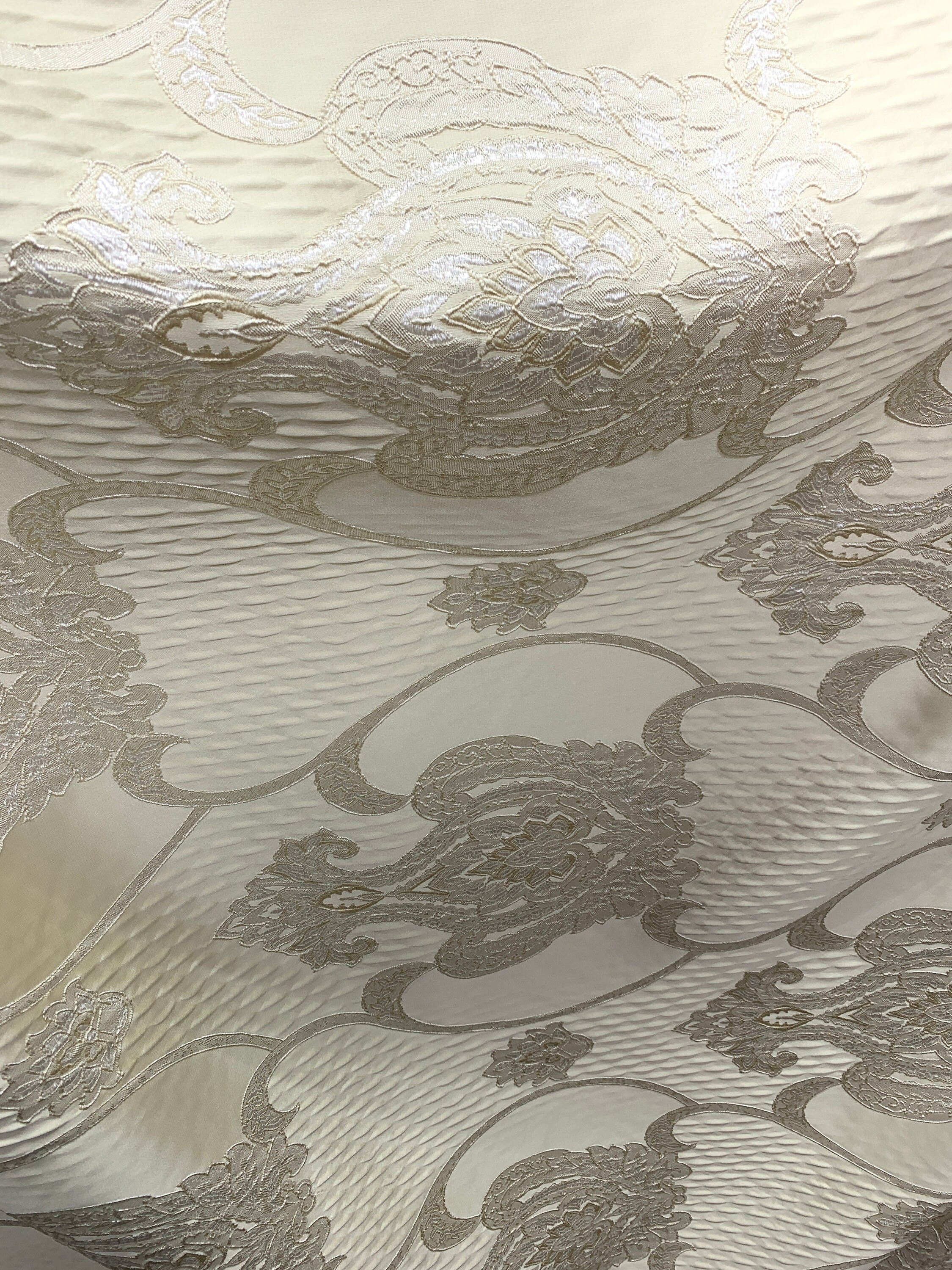 IVORY Damask Brocade Upholstery Drapery Fabric 54 In. Sold | Etsy