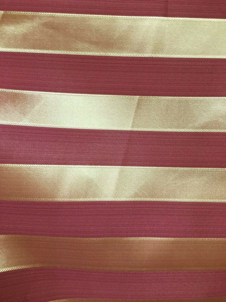BURGUNDY GOLD Striped Brocade Upholstery Drapery Fabric (110 In.) Sold ...