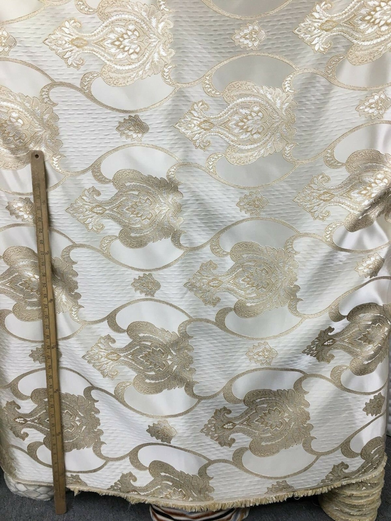 CHAMPAGNE IVORY Damask Brocade Upholstery Drapery Fabric 54 - Etsy