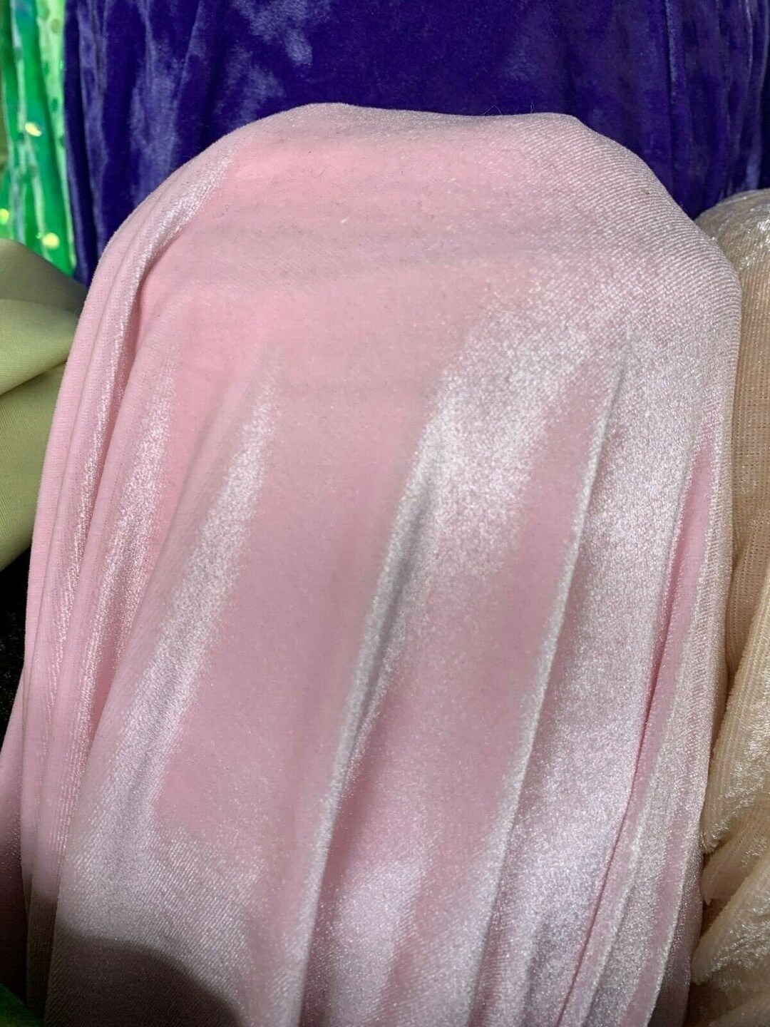 BABY PINK Polyester Stretch Velvet Fabric (60 In.) Sold by the Yard - Etsy