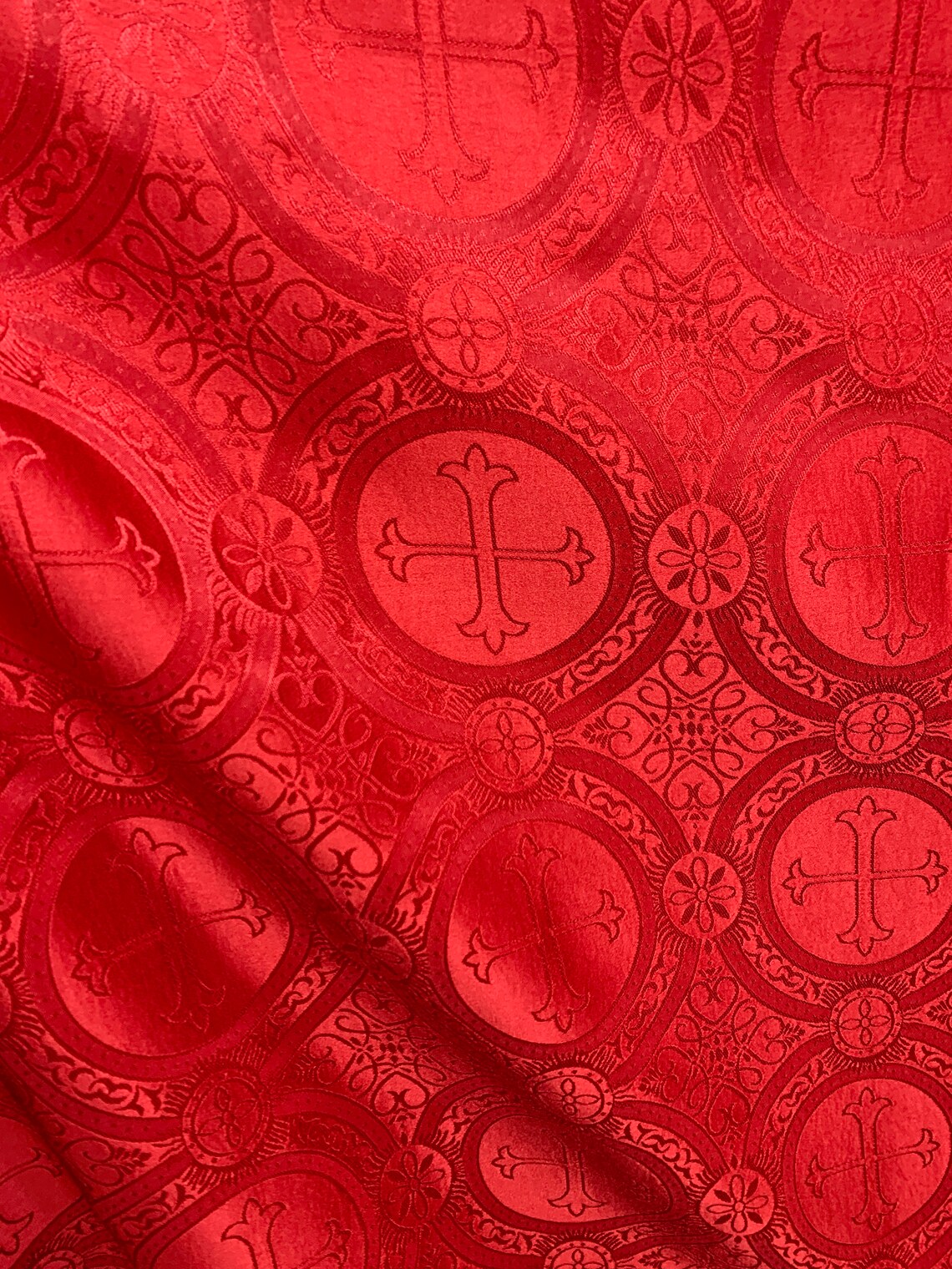 RED Liturgical Cross Brocade Fabric 55 In. Sold by the Yard - Etsy