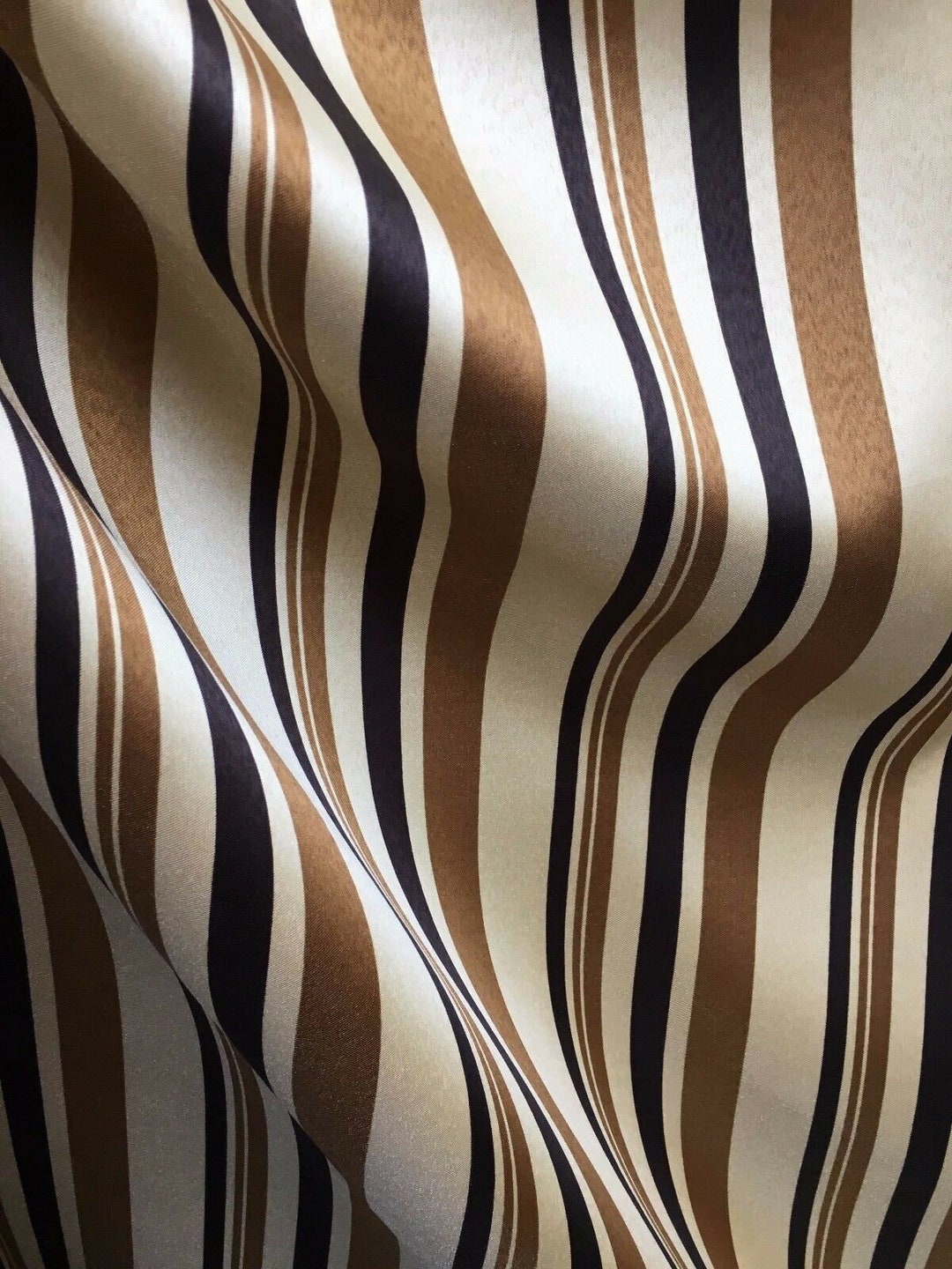 BEIGE BROWN MULTICOLOR Striped Polyester Twill Fabric (60 In.) Sold by ...
