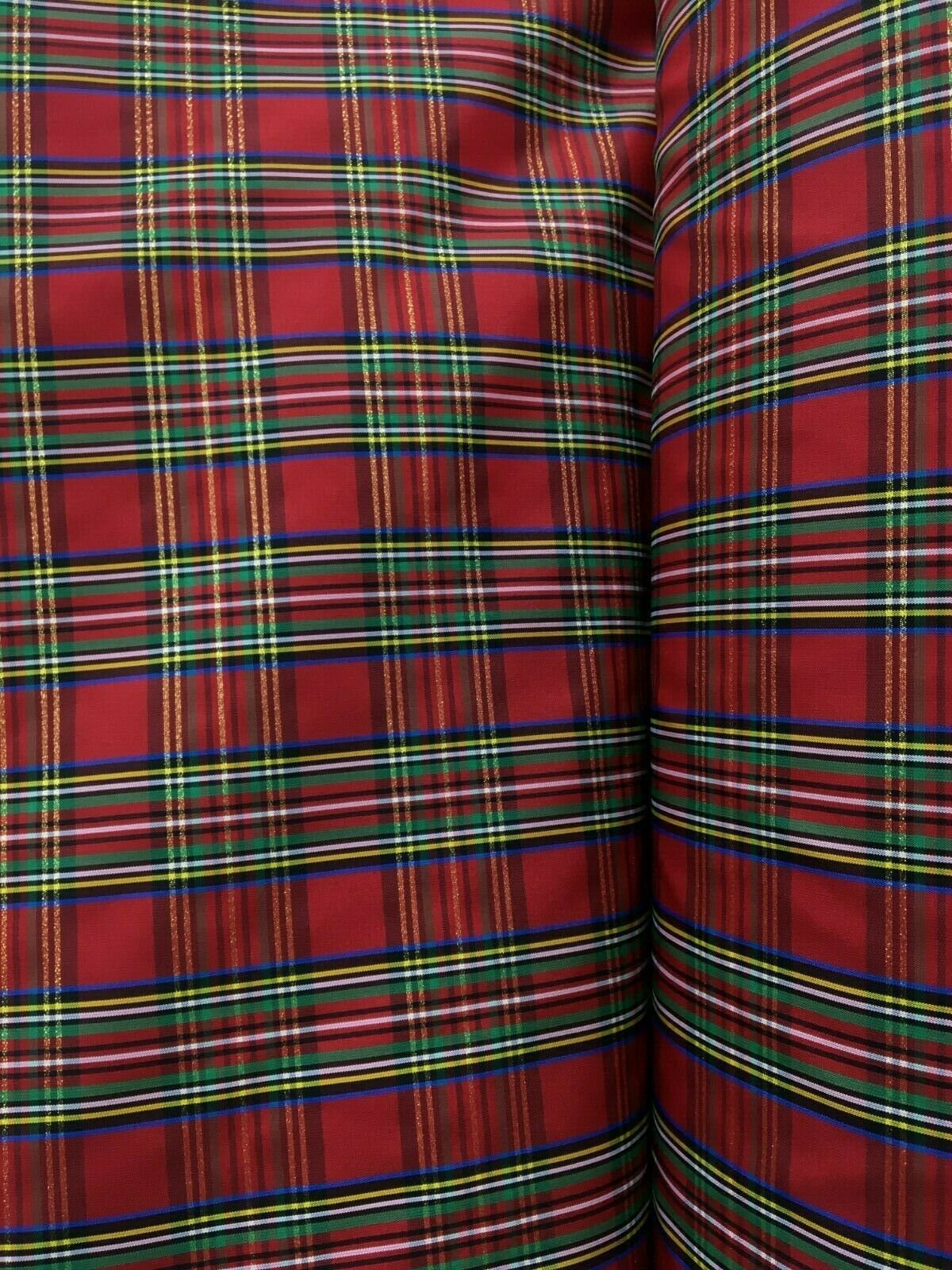 Red Multicolor Metallic Plaid Taffeta Fabric 60 In. Sold by - Etsy