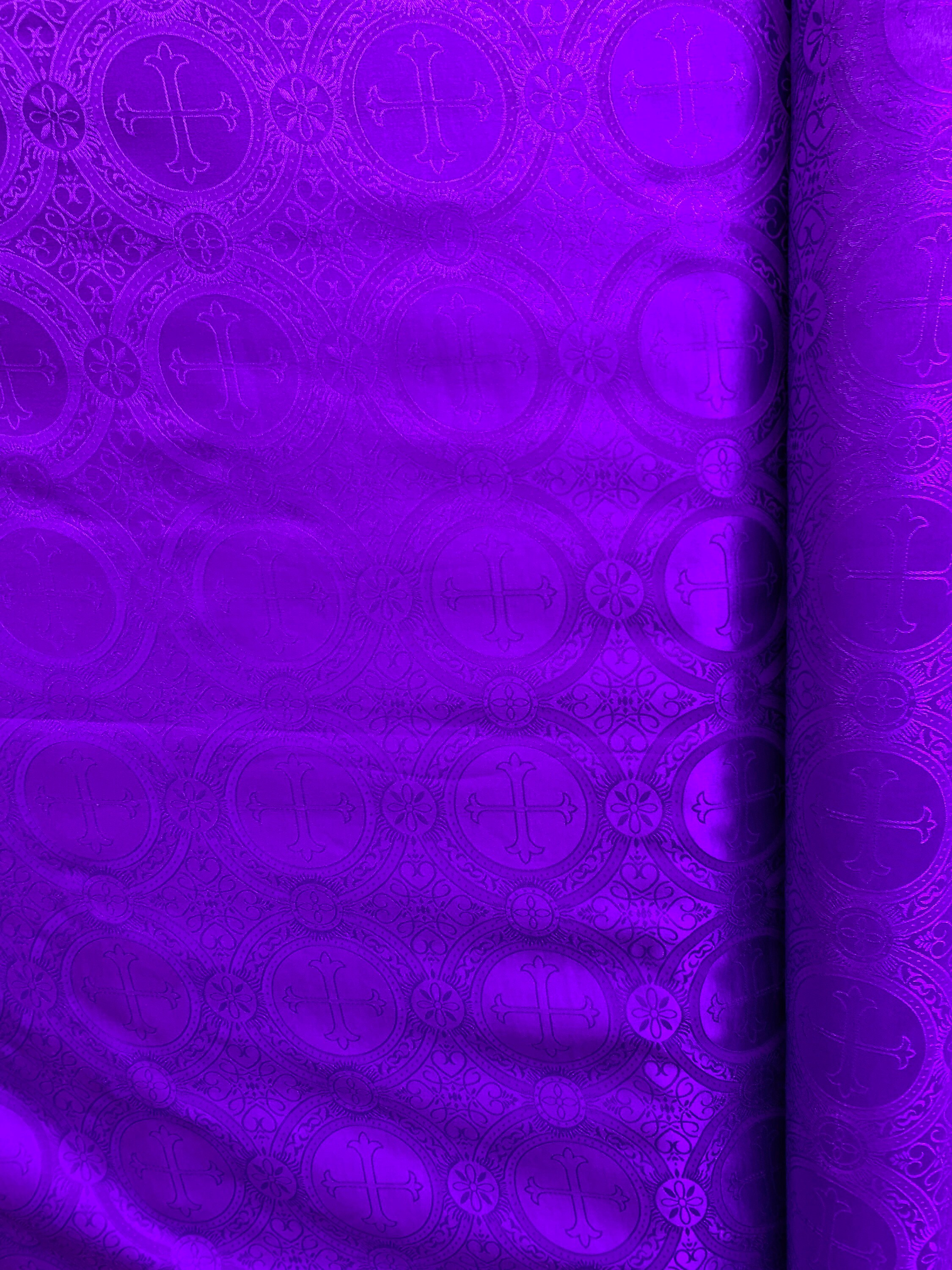 PURPLE Liturgical Cross Brocade Fabric 55 in. Sold By The | Etsy