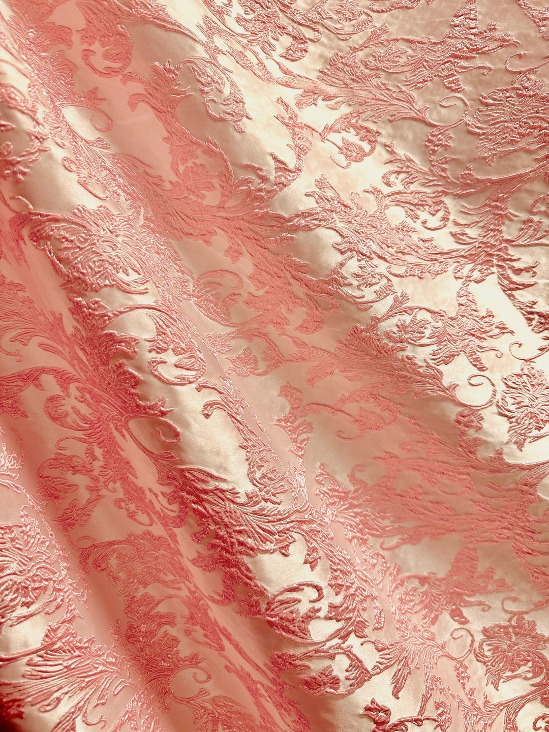 PEACH Floral Brocade Fabric (60 In.) Sold by the Yard - Etsy