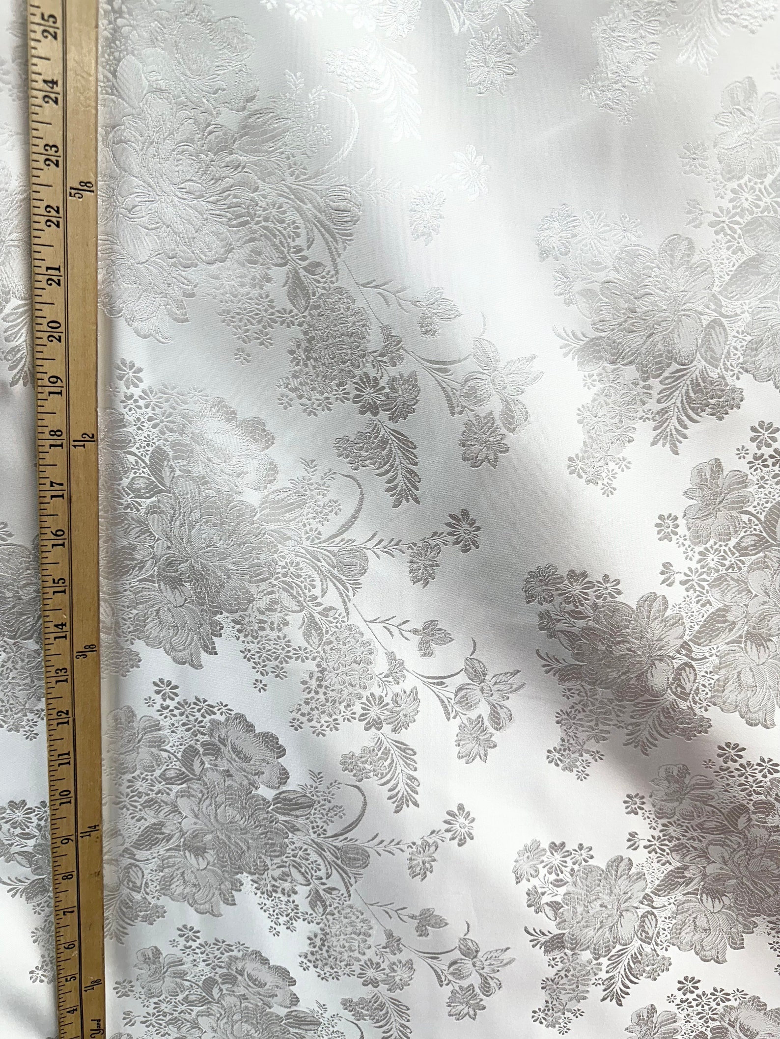 WHITE Floral Brocade Fabric (60 In.) Sold by the Yard - Etsy