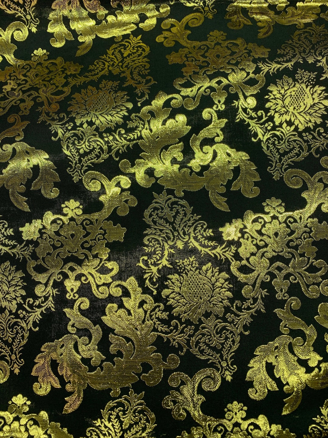 GOLD BLACK Damask Metallic Brocade Fabric (58 In.) Sold by the Yard - Etsy
