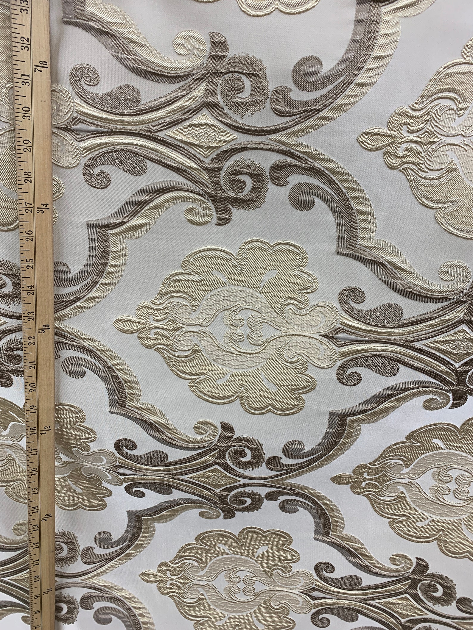 BEIGE TAUPE Damask Brocade Upholstery Drapery Fabric 54 In. | Etsy