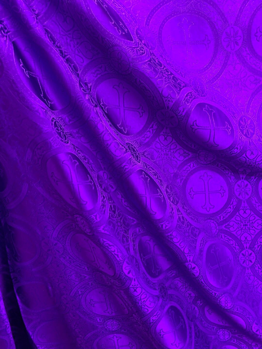 PURPLE Liturgical Cross Brocade Fabric (55 In.) Sold by the Yard - Etsy