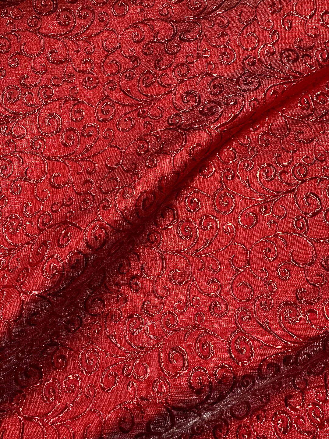 RED Swirl Metallic Brocade Fabric (58 In.) Sold by the Yard - Etsy