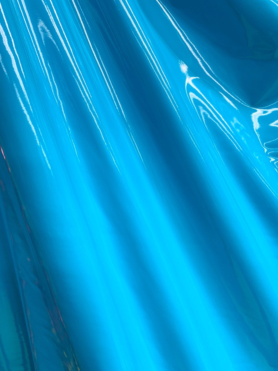TURQUOISE BLUE Shiny Glossy PVC Pleather Stretch Fabric (58 In.) Sold ...