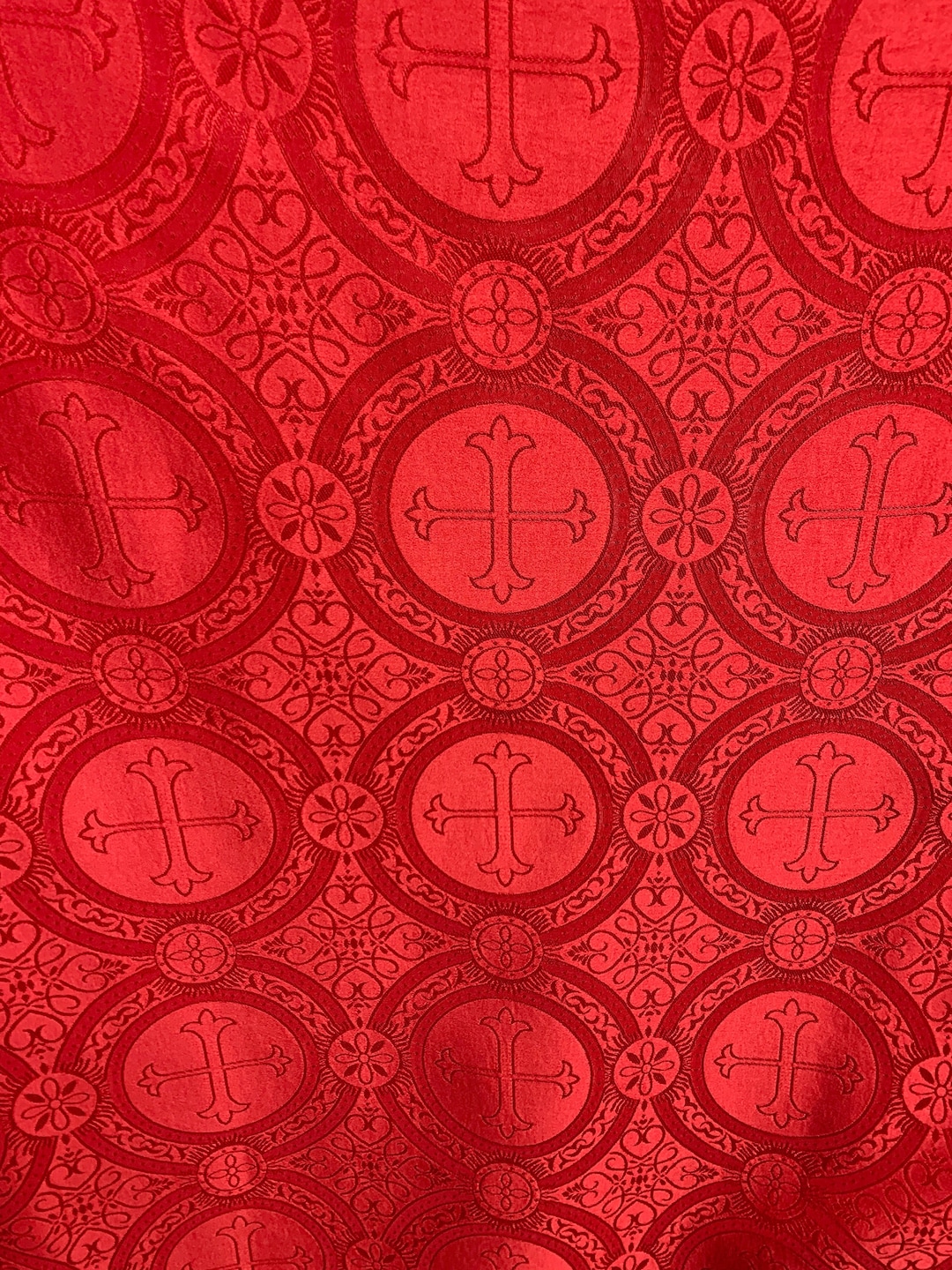 RED Liturgical Cross Brocade Fabric (55 In.) Sold by the Yard - Etsy
