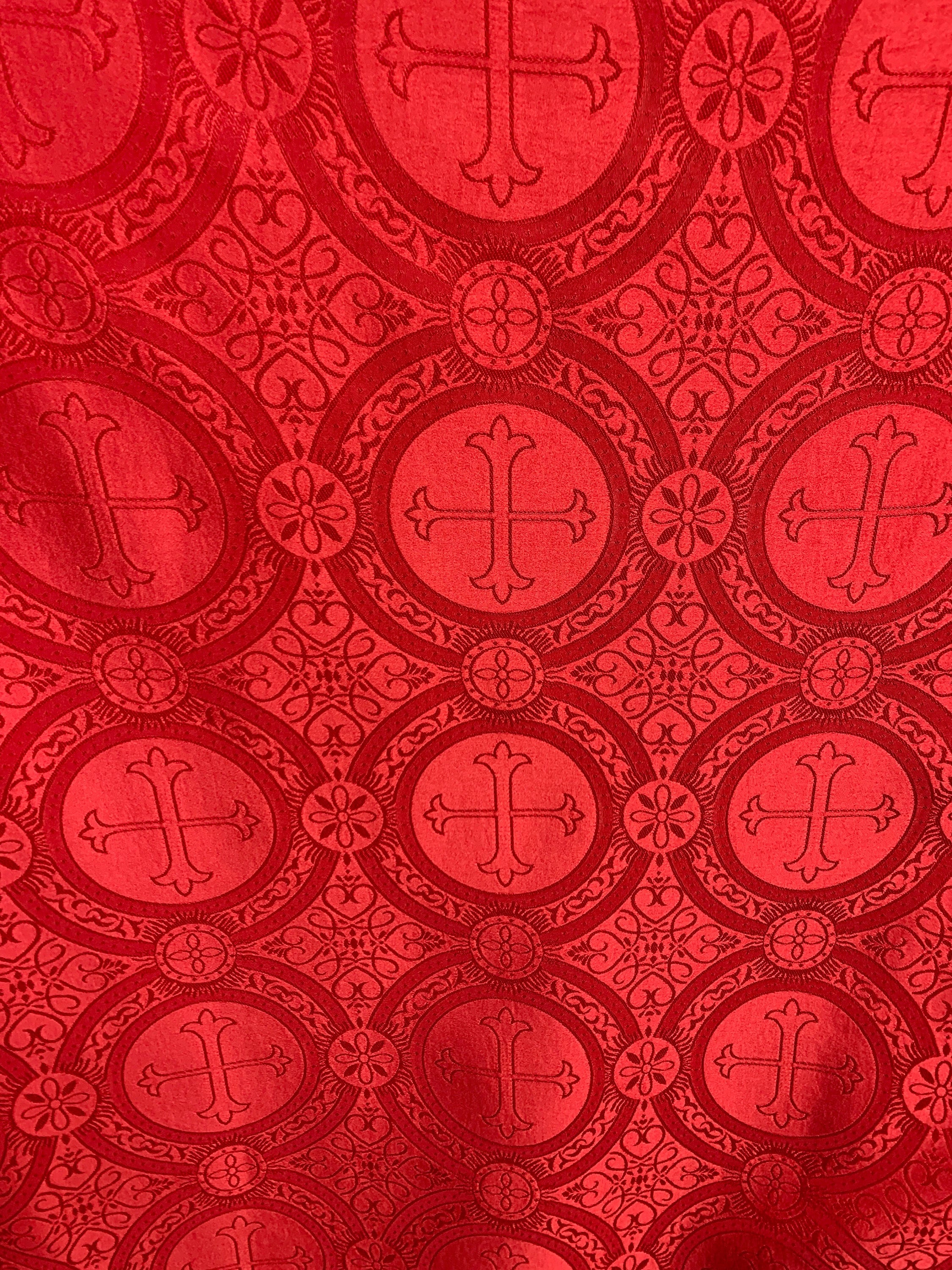 RED Liturgical Cross Brocade Fabric 55 In. Sold by the Yard - Etsy