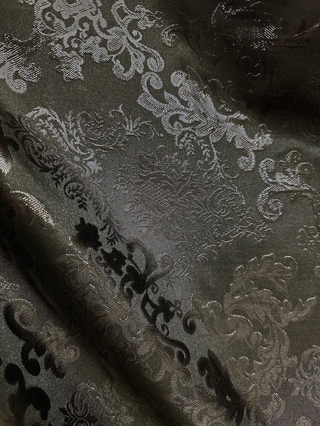 BLACK Damask Metallic Brocade Fabric (58 In.) Sold by the Yard - Etsy