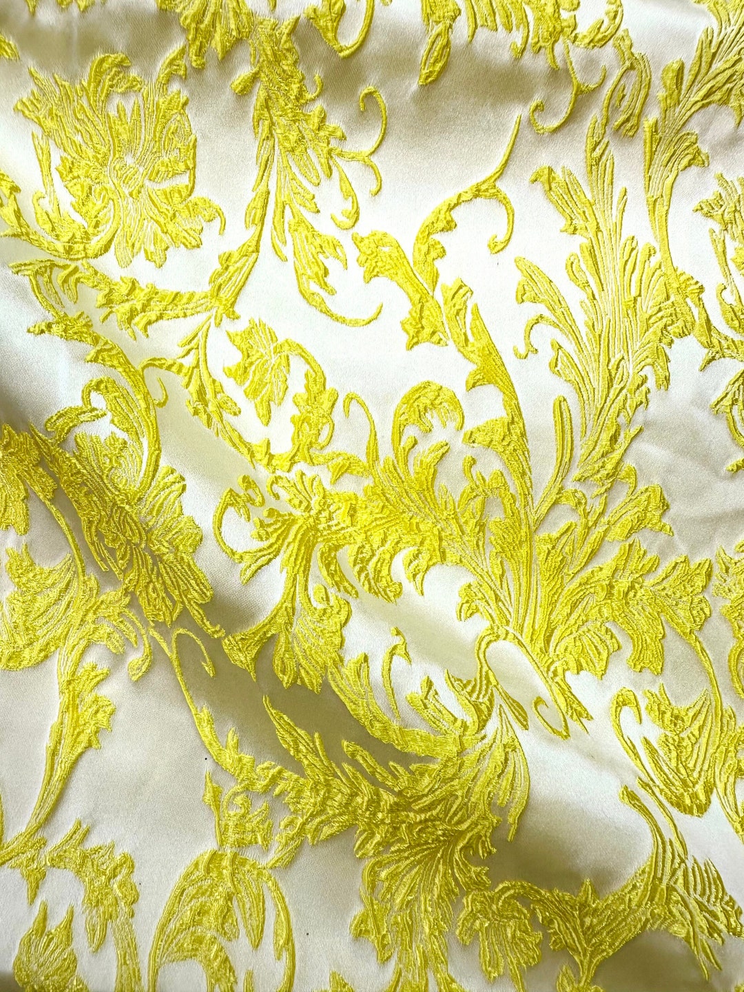 YELLOW Floral Brocade Fabric (60 In.) Sold by the Yard - Etsy