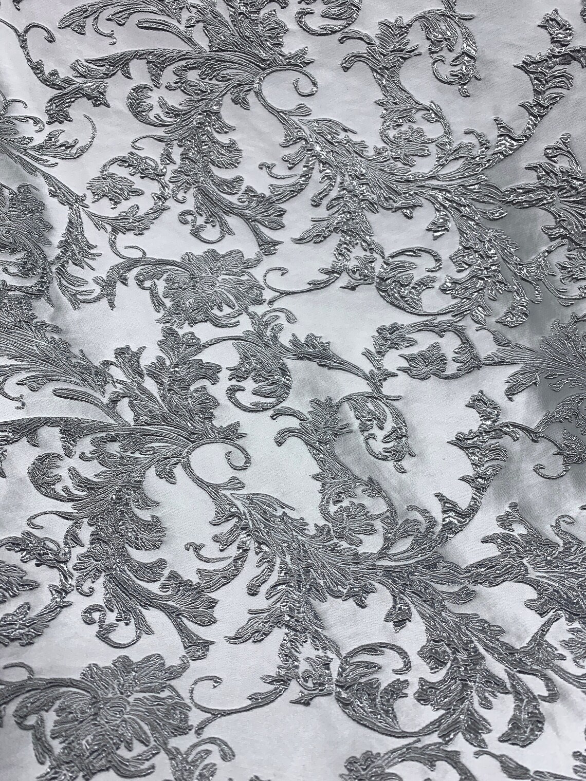 GRAY Floral Brocade Fabric 60 In. Sold by the Yard - Etsy