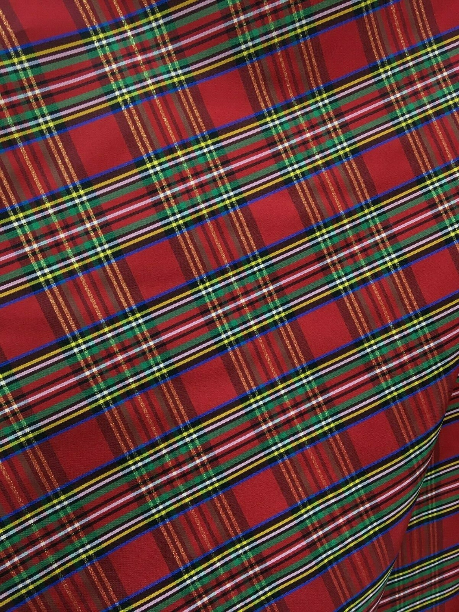 Red Multicolor Metallic Plaid Taffeta Fabric 60 in. Sold By | Etsy