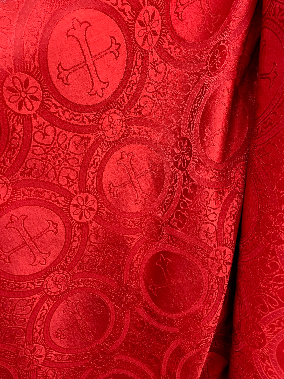 RED Liturgical Cross Brocade Fabric 55 In. Sold by the Yard - Etsy
