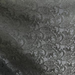 BLACK Damask Floral Upholstery Drapery Brocade Fabric (110 In.) Sold by ...