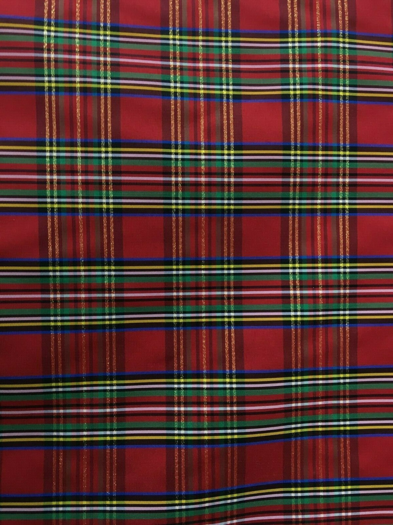 Red Multicolor Metallic Plaid Taffeta Fabric 60 In. Sold by - Etsy