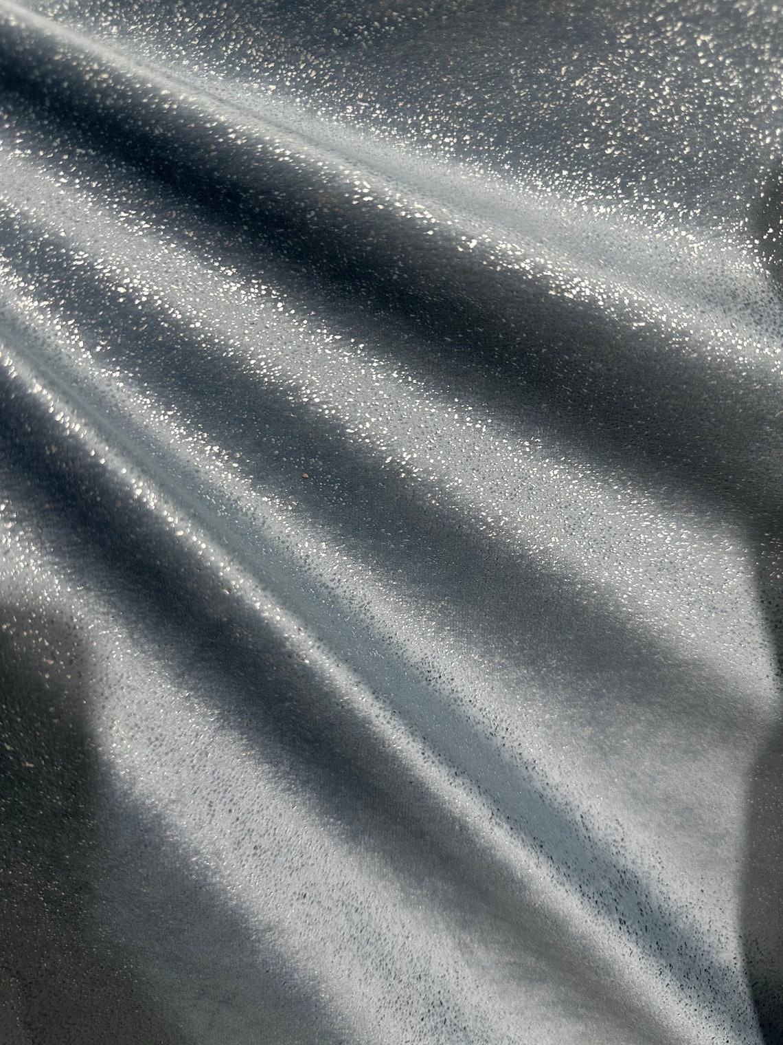 BLUE GRAY SILVER Metallic Upholstery Drapery Velvet Fabric (56 In ...