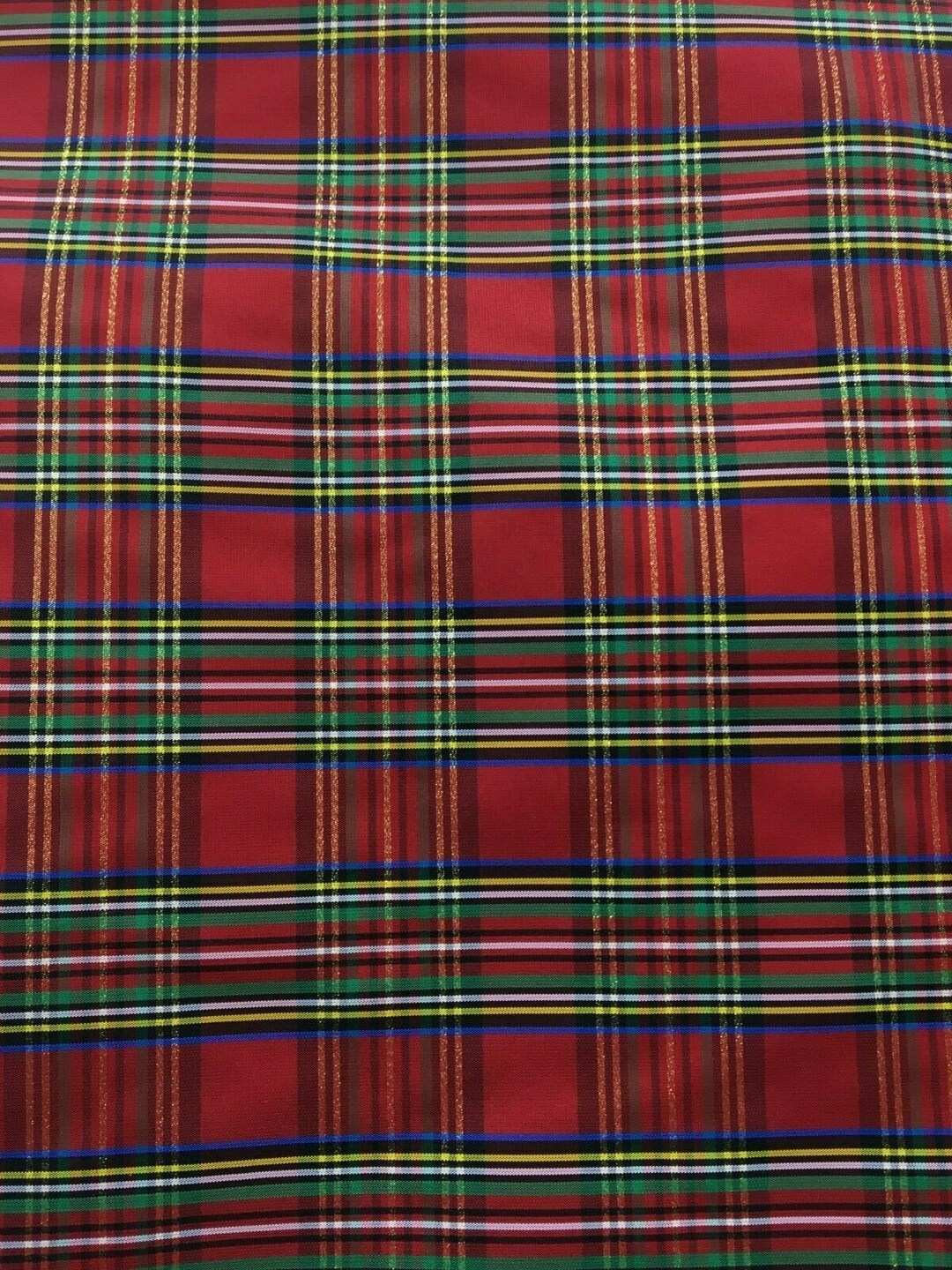 Red Multicolor Metallic Plaid Taffeta Fabric (60 In.) Sold by the Yard ...