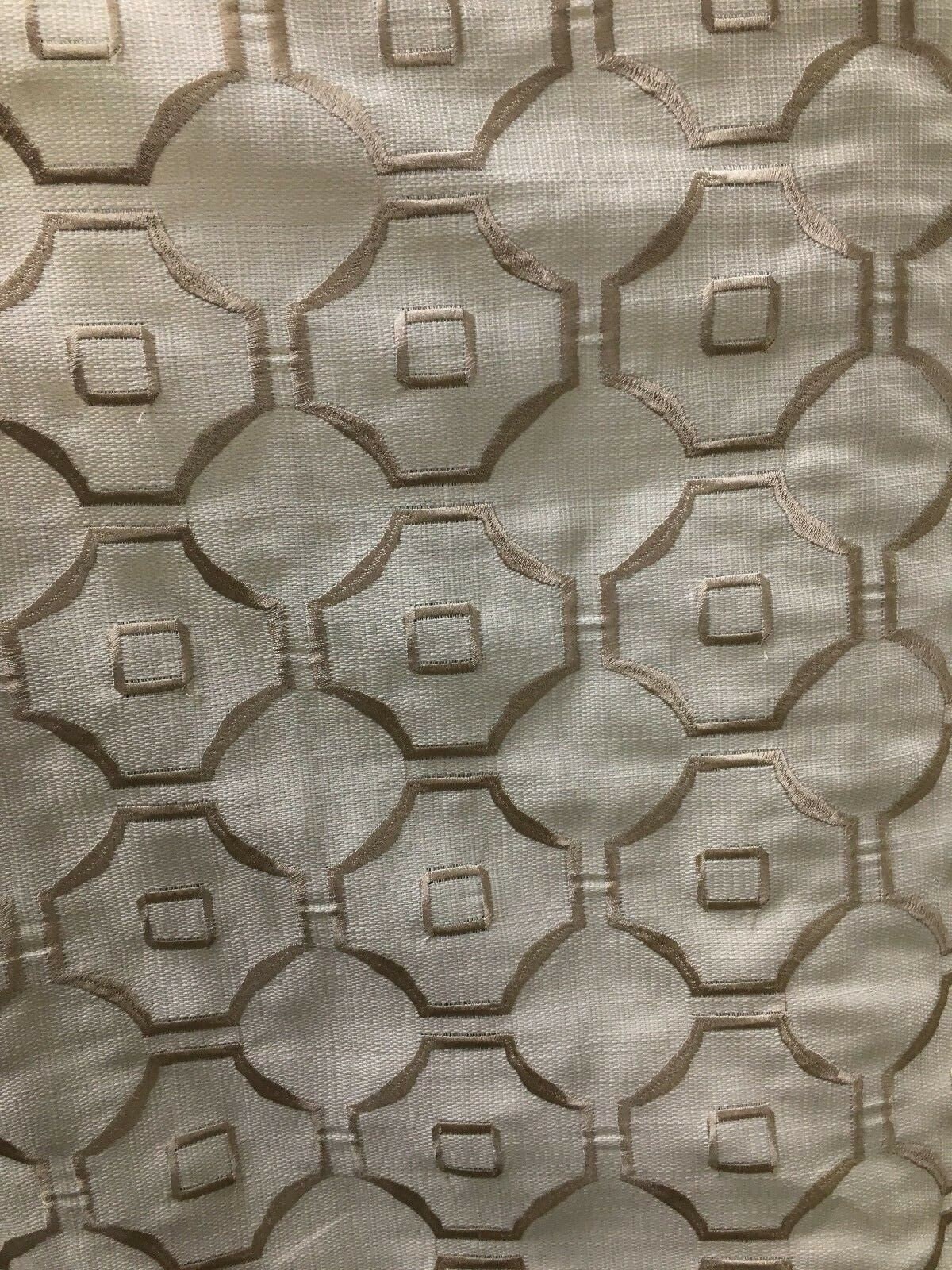 IVORY BEIGE Embroidered Polyester Linen Drapery Fabric (54 In.) Sold by ...