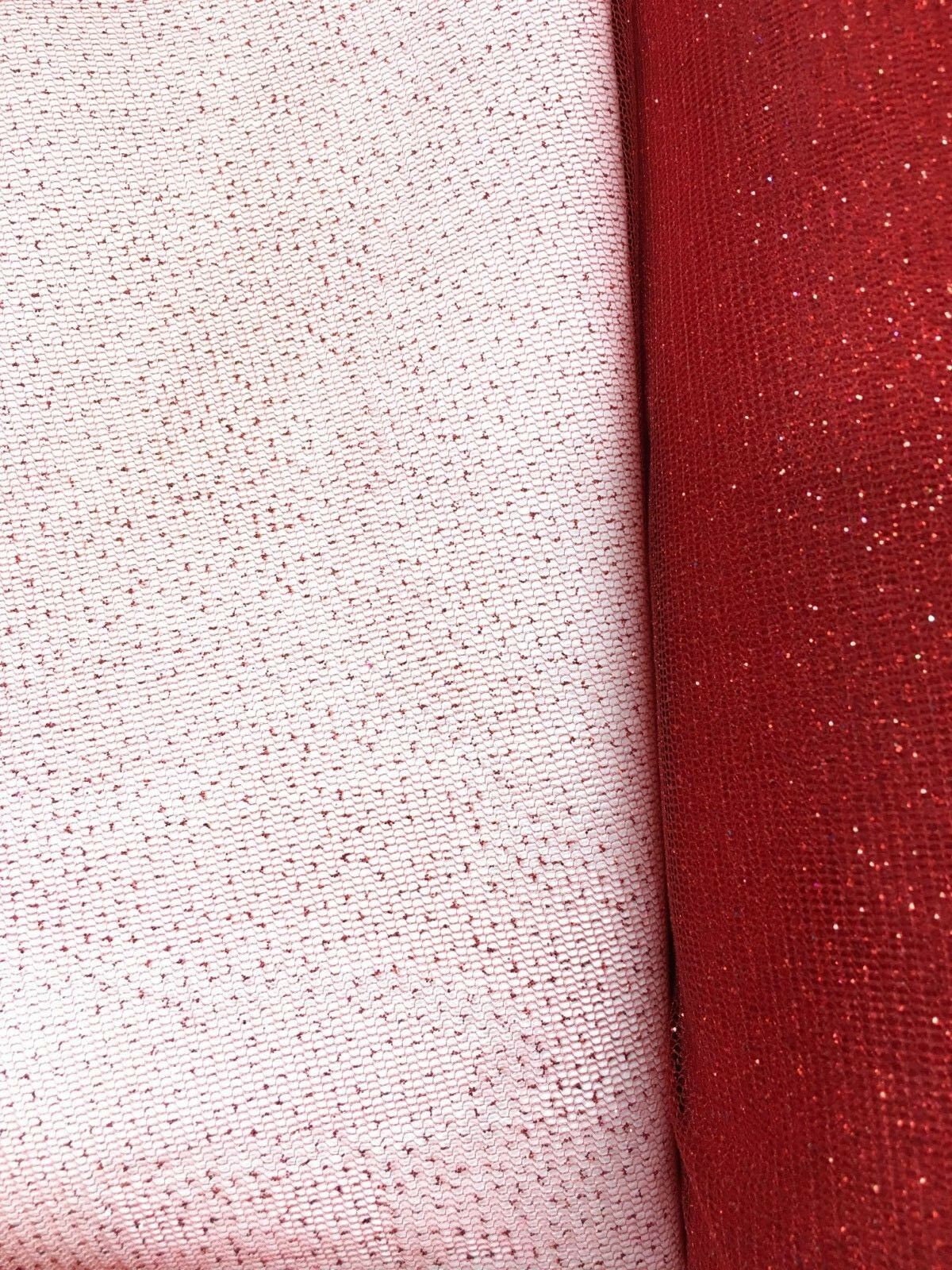 RED Sparkle Glitter Tulle Decoration Event Fabric (60 In.) Sold by the ...
