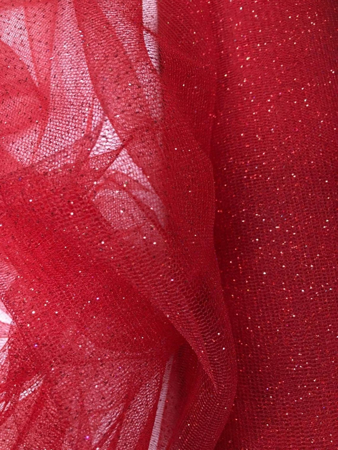 RED Sparkle Glitter Tulle Decoration Event Fabric (60 In.) Sold by the ...