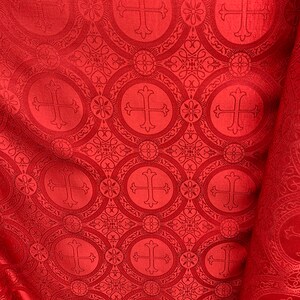 RED Liturgical Cross Brocade Fabric (55 In.) Sold by the Yard - Etsy