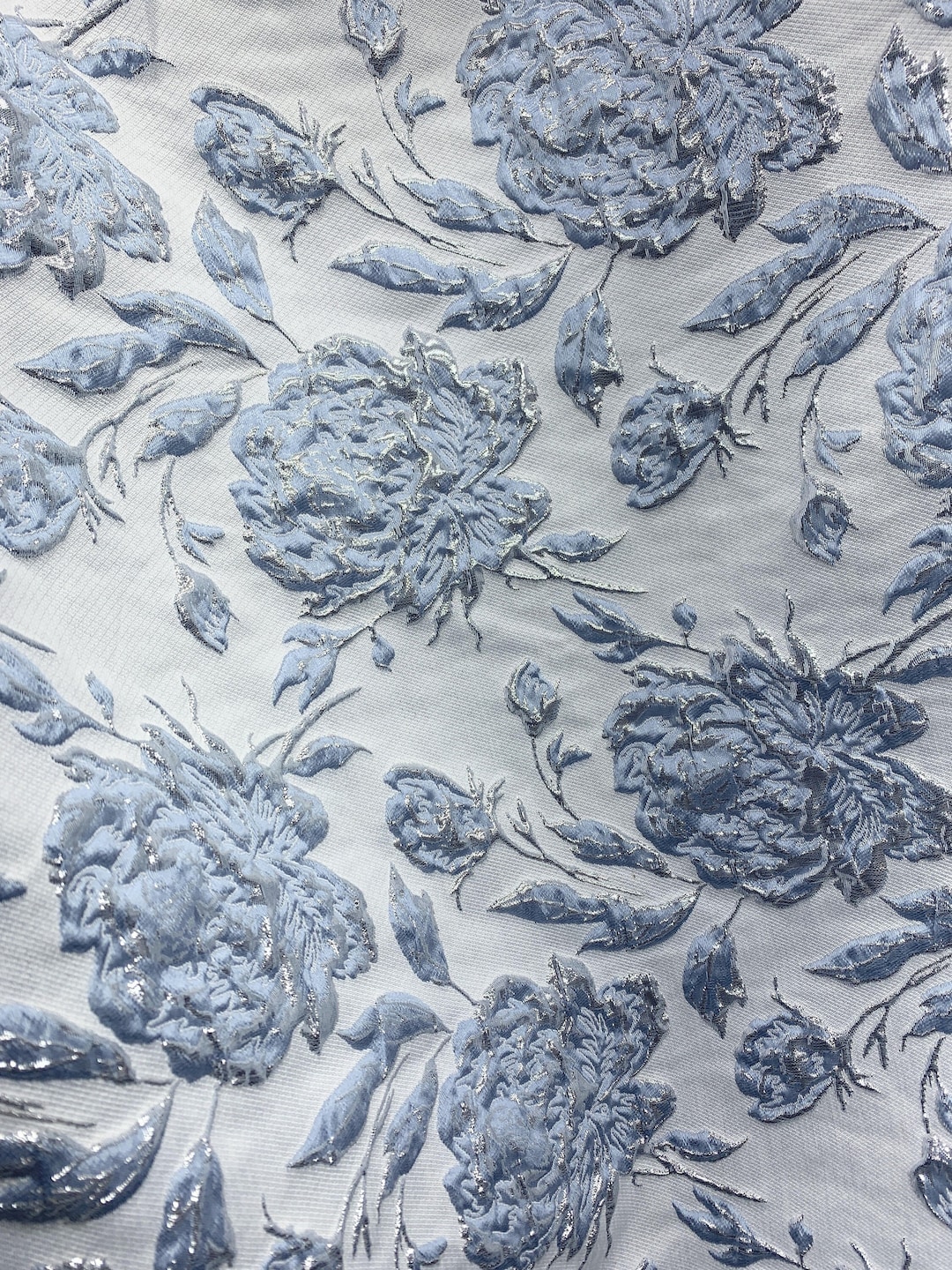 LIGHT BLUE Floral Brocade Fabric (60 In.) Sold by the Yard - Etsy