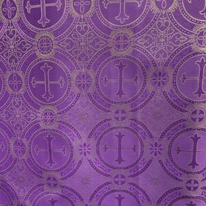 PURPLE GOLD Metallic Liturgical Cross Brocade Fabric (55 In.) Sold by ...