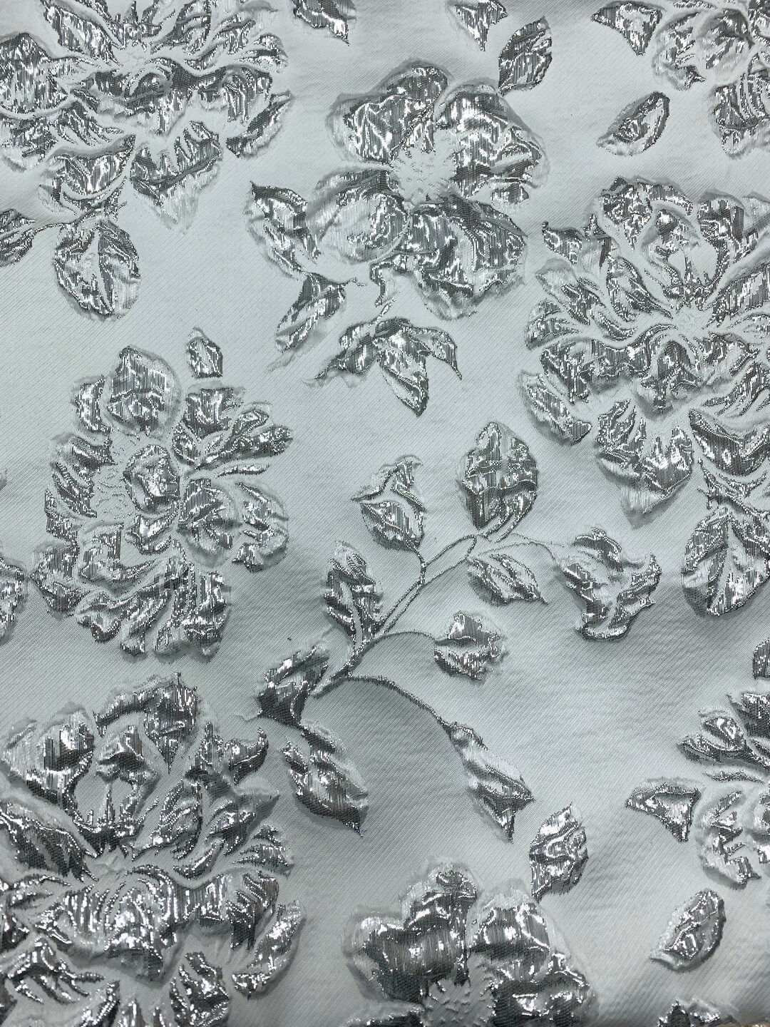 WHITE SILVER Floral Brocade Fabric (60 In.) Sold by the Yard - Etsy