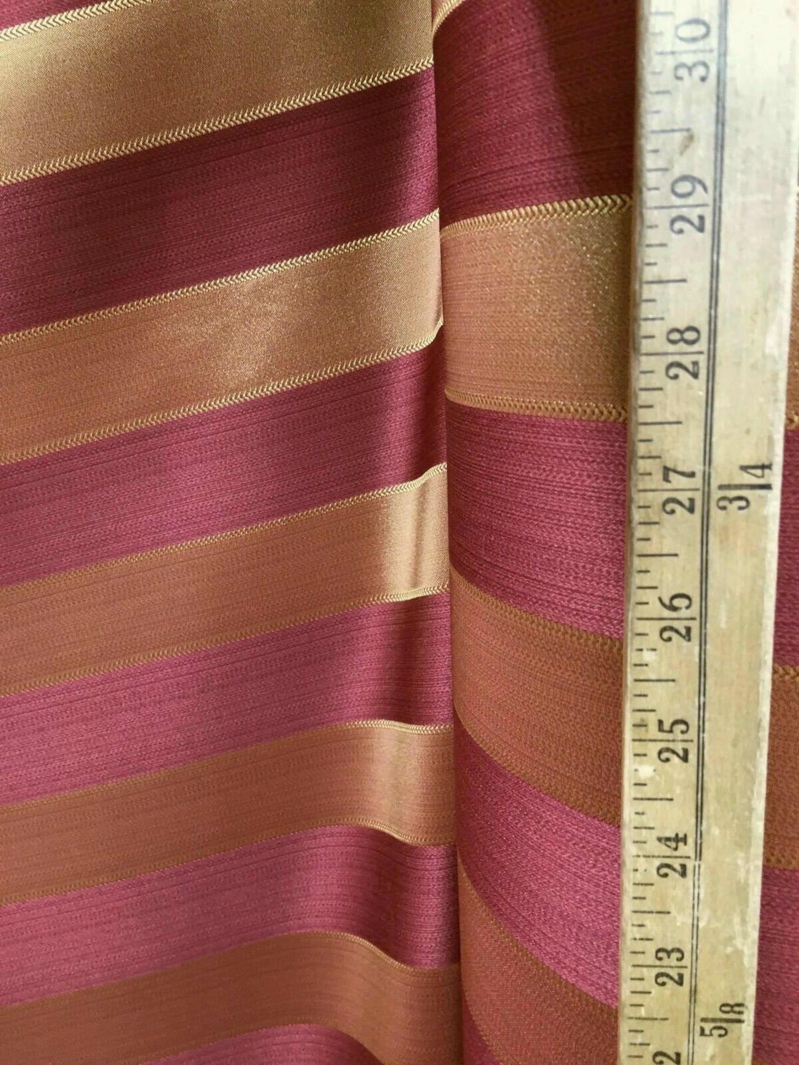 BURGUNDY GOLD Striped Brocade Upholstery Drapery Fabric (110 In.) Sold ...