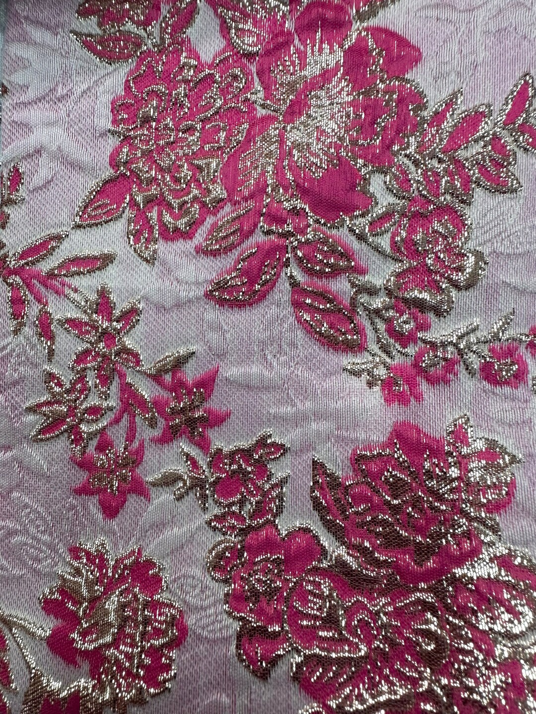 FUCHSIA PINK GOLD Floral Brocade Fabric 60 In. Sold by the - Etsy