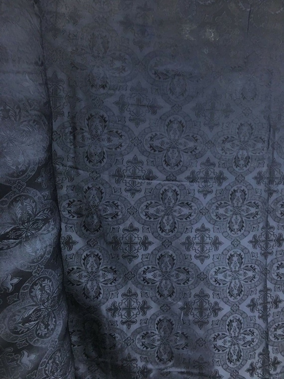 DARK NAVY BLUE Liturgical Cross Brocade Fabric 60 In. Sold by the Yard Etsy UK