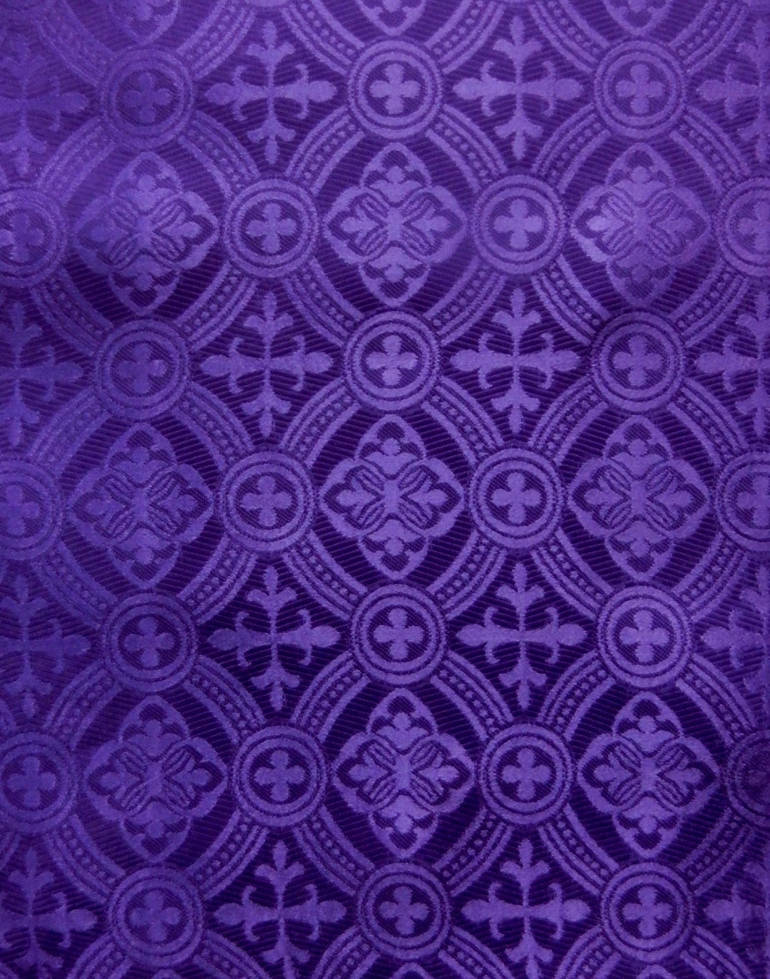 PURPLE Liturgical Cross Brocade Fabric (60 In.) Sold by the Yard - Etsy