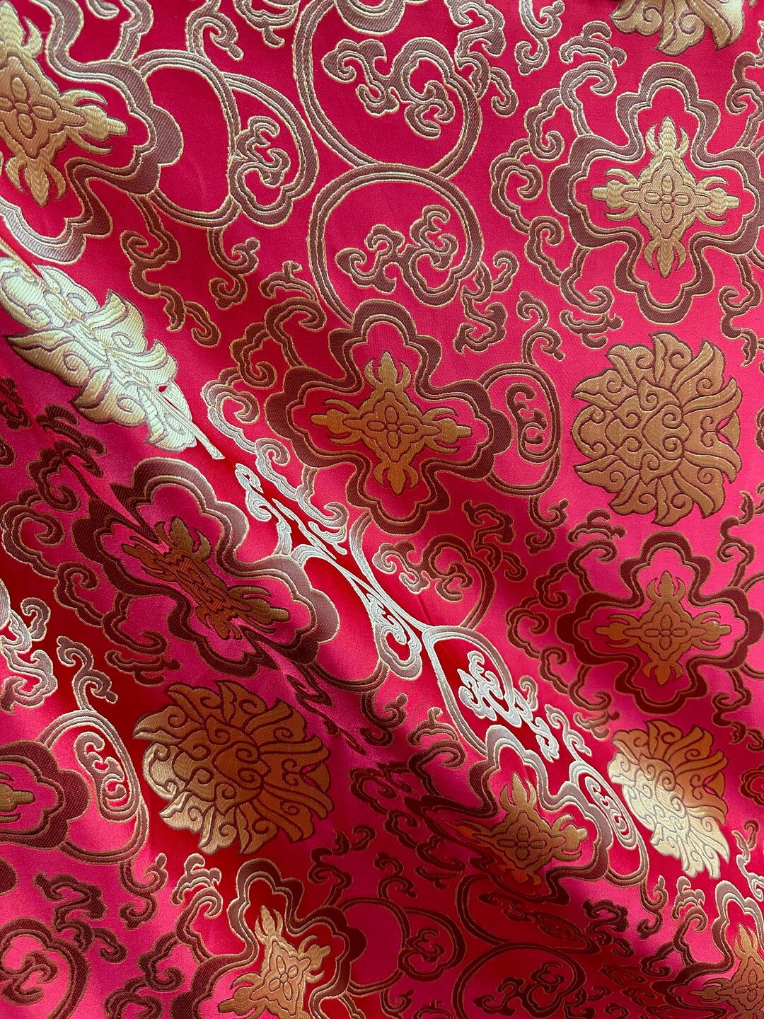 RED GOLD Embroidered Brocade Fabric (60 In.) Sold by the Yard - Etsy