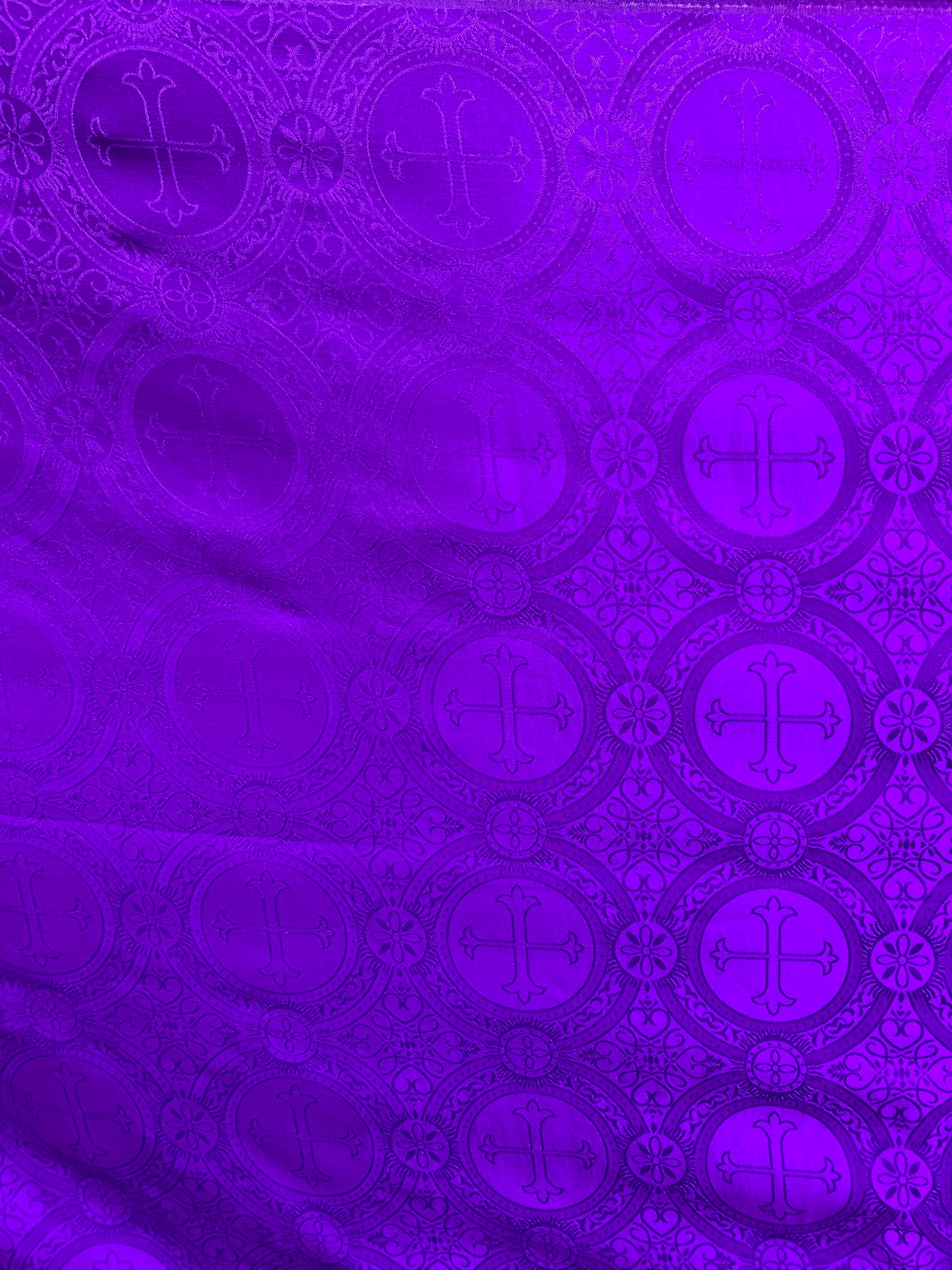 PURPLE Liturgical Cross Brocade Fabric 55 In. Sold by the | Etsy