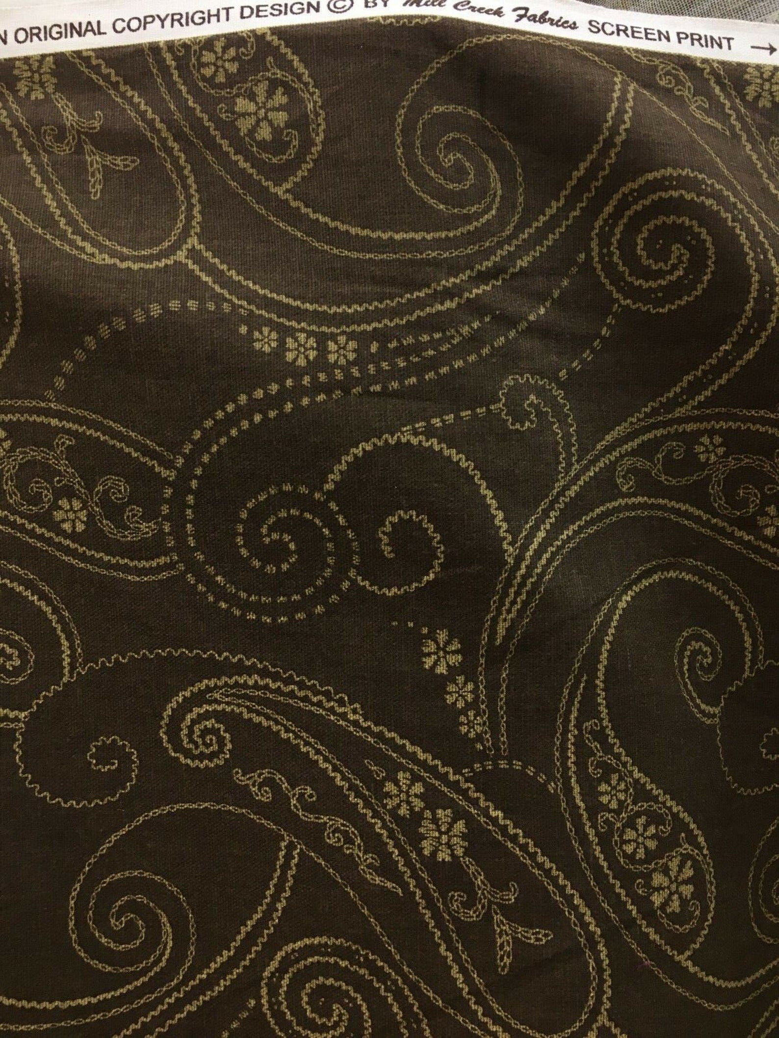 BROWN Paisley Print Upholstery Drapery Cotton Fabric 54 In. - Etsy