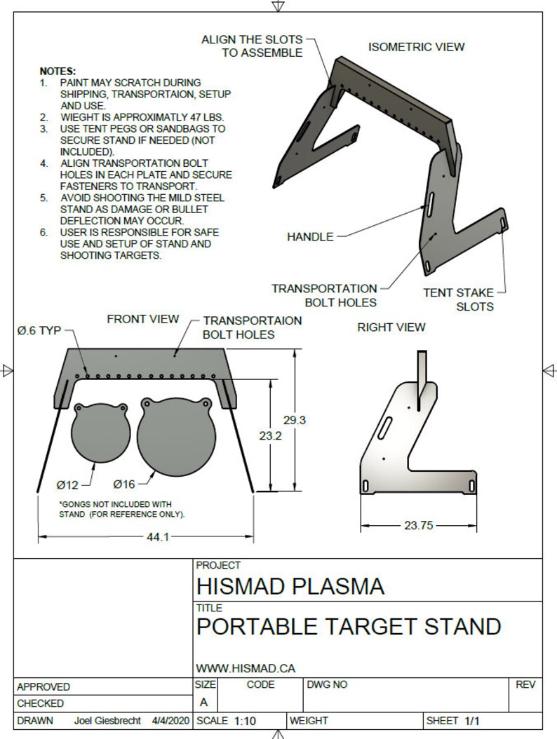 Target Gong Stand - DXF Files - Portable - Digital Download - Etsy Canada