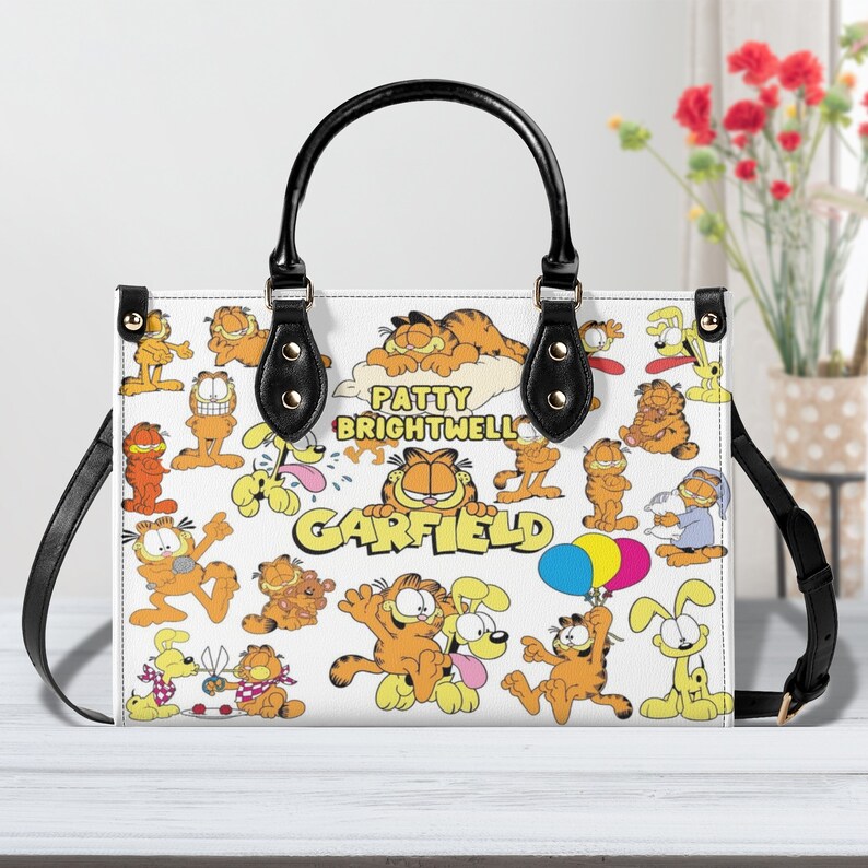 Cute Garfield Handbag, Garfield Cat Leather Bag, Garfield Shoulder Bag ...