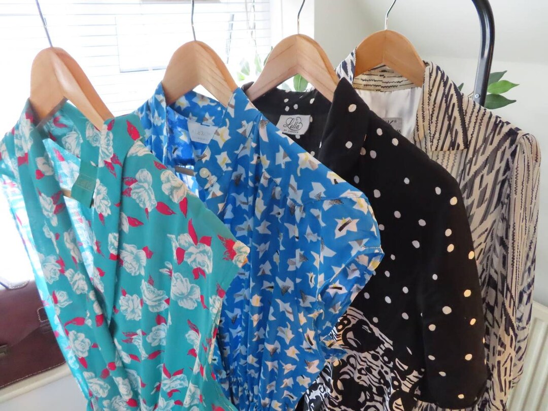 Vintage Alexon Blue Patterned Dress - Etsy