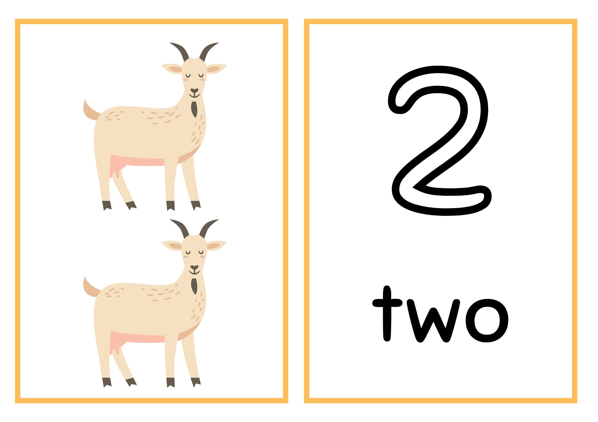Farm Animal Number Flashcards - 1 to 10 - Etsy