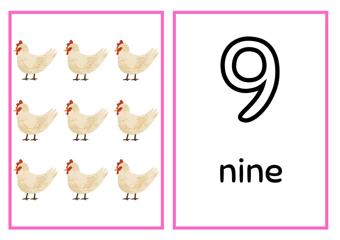 Farm Animal Number Flashcards - 1 to 10 - Etsy